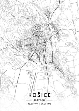 'Kosice Slovakia' Poster, picture, metal print, paint by Designer Map ...