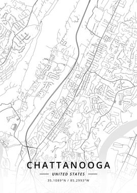 'Chattanooga United States' Poster, picture, metal print, paint by ...
