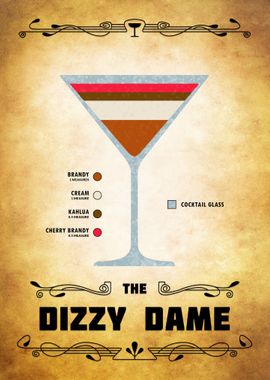 'Dizzy Dame Cocktail' Poster, picture, metal print, paint by Bo Kev ...