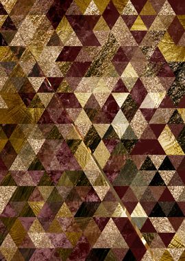'Red and Gold Geometric Art' Poster, picture, metal print, paint by ...
