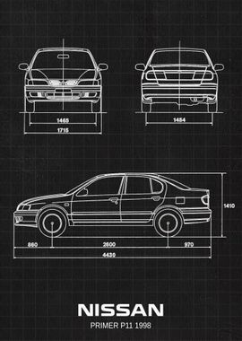 'Nissan Primera P11 1998' Poster, picture, metal print, paint by DAVID ...