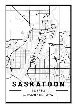 'Saskatoon Light City Map' Poster, picture, metal print, paint by Tien ...