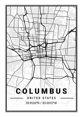'Columbus Light City Map' Poster, picture, metal print, paint by Tien ...