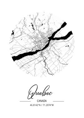 'Quebec Area City Map' Poster, picture, metal print, paint by Tien ...