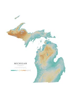 'Michigan Topography Map' Poster, picture, metal print, paint by ...