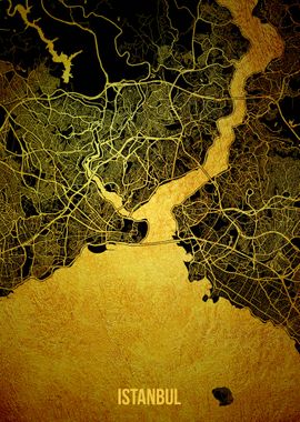 'Istanbul gold map' Poster, picture, metal print, paint by Stefano ...