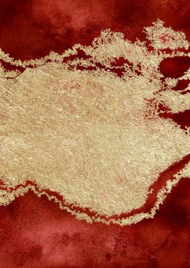 'Red Gold Abstract 14' Poster, picture, metal print, paint by Aloke ...