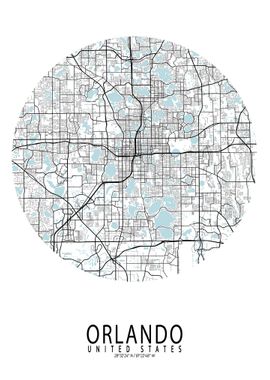 'Orlando City Map Circle' Poster, picture, metal print, paint by deMAP ...