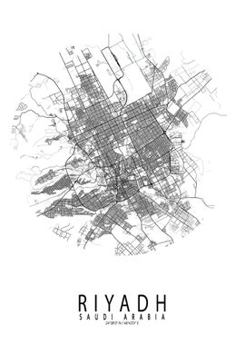 'Riyadh City Map Circle' Poster, picture, metal print, paint by deMAP ...
