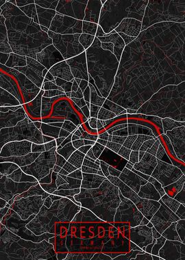 'Dresden City Map Oriental' Poster, picture, metal print, paint by ...