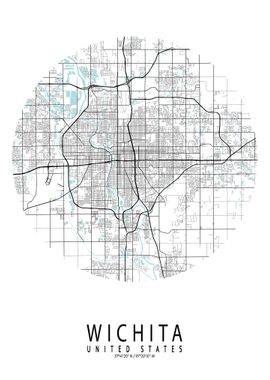 'Wichita City Map Circle' Poster, picture, metal print, paint by deMAP ...