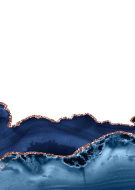 'Navy Rose Gold Agate 26' Poster, picture, metal print, paint by Aloke ...