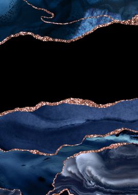 'Navy Rose Gold Agate 16' Poster, picture, metal print, paint by Aloke ...