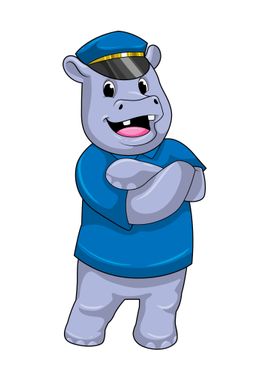 'Hippo Police Police hat' Poster, picture, metal print, paint by Markus ...