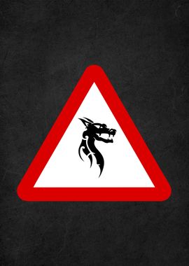 'dragon road sign badges' Poster, picture, metal print, paint by ...