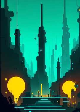 'Transistor city' Poster, picture, metal print, paint by Lukasz Kobylka ...