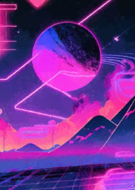 'Vaporwave space' Poster, picture, metal print, paint by Evgenuy ...