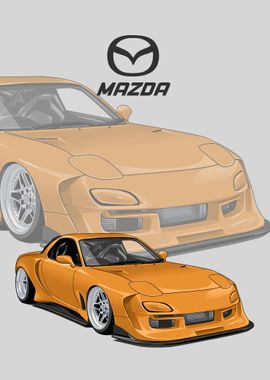 'mazda rx 7 yellow' Poster, picture, metal print, paint by capture art ...
