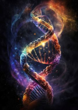 'Human DNA in the Space v3' Poster, picture, metal print, paint by ...
