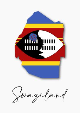 'Swaziland Country Map Flag' Poster, picture, metal print, paint by ...