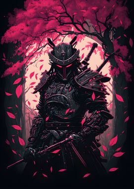 Samurai Cherry Blossom Poster Picture Metal Print Paint By Samurai Cherry Blossom Poster Picture Metal Print Paint By