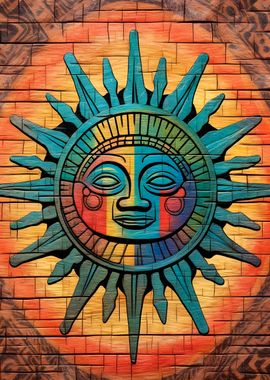 'Radiant Aztec Sun' Poster, picture, metal print, paint by Steel Canvas ...