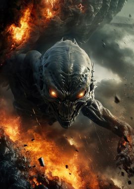 'Fiery Alien Creature' Poster, picture, metal print, paint by Ilyrin ...