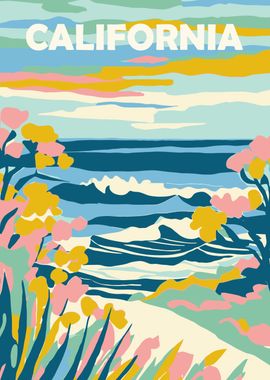 'California Travel Poster' Poster, picture, metal print, paint by ...