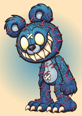 'Scary blue teddy ' Poster, picture, metal print, paint by Biliacci ...