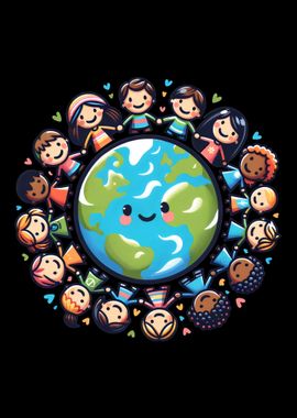 'Children Earth Day' Poster, picture, metal print, paint by Silvie ART ...
