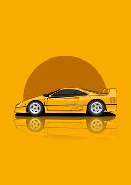 '1989 ferrari f40 Yellow' Poster, picture, metal print, paint by Dodi ...