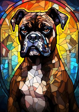 'Boxer dog Stained Glass' Poster, picture, metal print, paint by Dennex ...