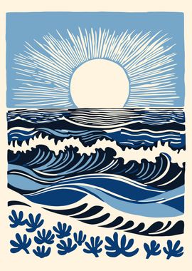 'Blue Ocean Landscape' Poster, picture, metal print, paint by ...