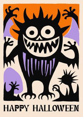 'Happy Halloween Monster' Poster, picture, metal print, paint by ...