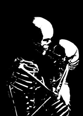 'Skeleton Embrace' Poster, picture, metal print, paint by DNSM | Displate