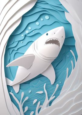 'Papercraft Shark' Poster, picture, metal print, paint by Mason Clark ...