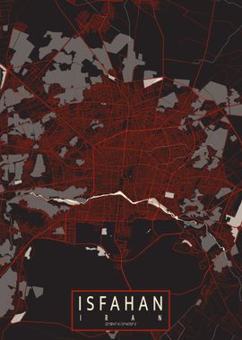 'Isfahan City Map Iran Vector' Poster, picture, metal print, paint by ...