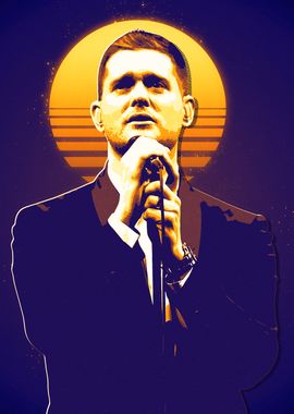 'michael buble Retro Singer Portrait' Poster, picture, metal print ...