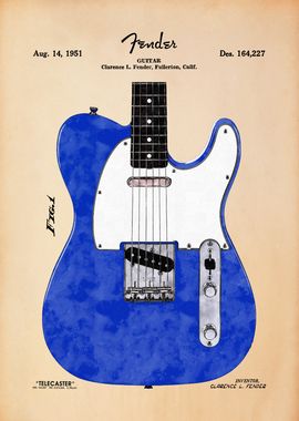 'Fender Telecaster Patent' Poster, picture, metal print, paint by Cris ...