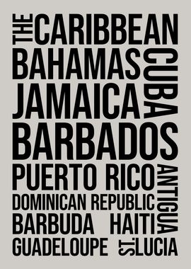'The Caribbean Islands Typography Word Art' Poster, picture, metal ...