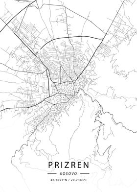 'Prizren, Kosovo' Poster by Designer Map Art | Displate