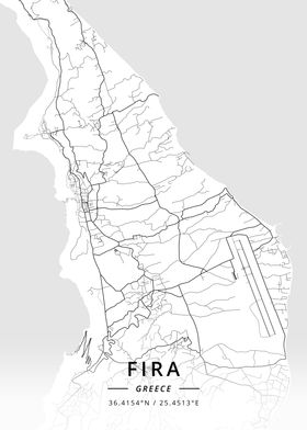 'Fira, Greece' Poster by Designer Map Art | Displate