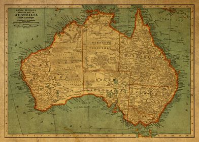 'Vintage Map of Australia' Poster by Design Turnpike | Displate