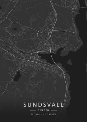 'Sundsvall, Sweden' Poster by Designer Map Art | Displate