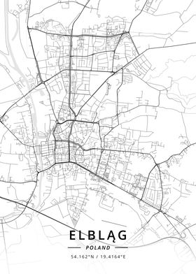 'Elblag, Poland' Poster by Designer Map Art | Displate