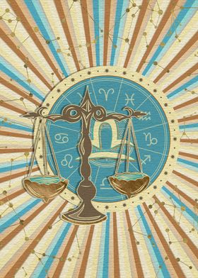 'Vintage Libra Zodiac art' Poster by Lioudmila Perry | Displate