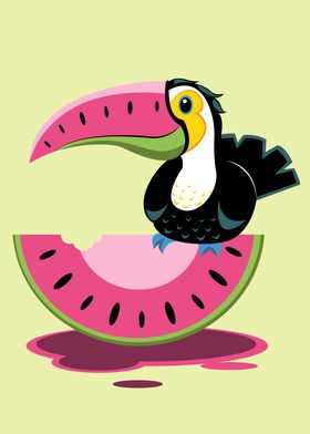 A bird and a watermelon Printable Poster Home Décor Wall Décor etna.com.pe
