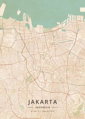 'Jakarta Indonesia' Poster by Designer Map Art | Displate
