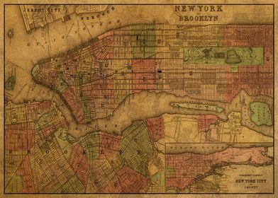 'Old New York Map 1890' Poster by Design Turnpike | Displate