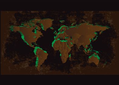 'Neon World map ' Poster by Tea Brncic | Displate